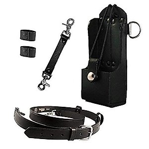 Boston Leather Firefighter's Bundle- Anti-Sway Strap for Radio Strap, Reflective Radio Strap/Belt, Firefighter's Radio Holder (for Motorola HT750 / HT1250), 2 Cord Keepers