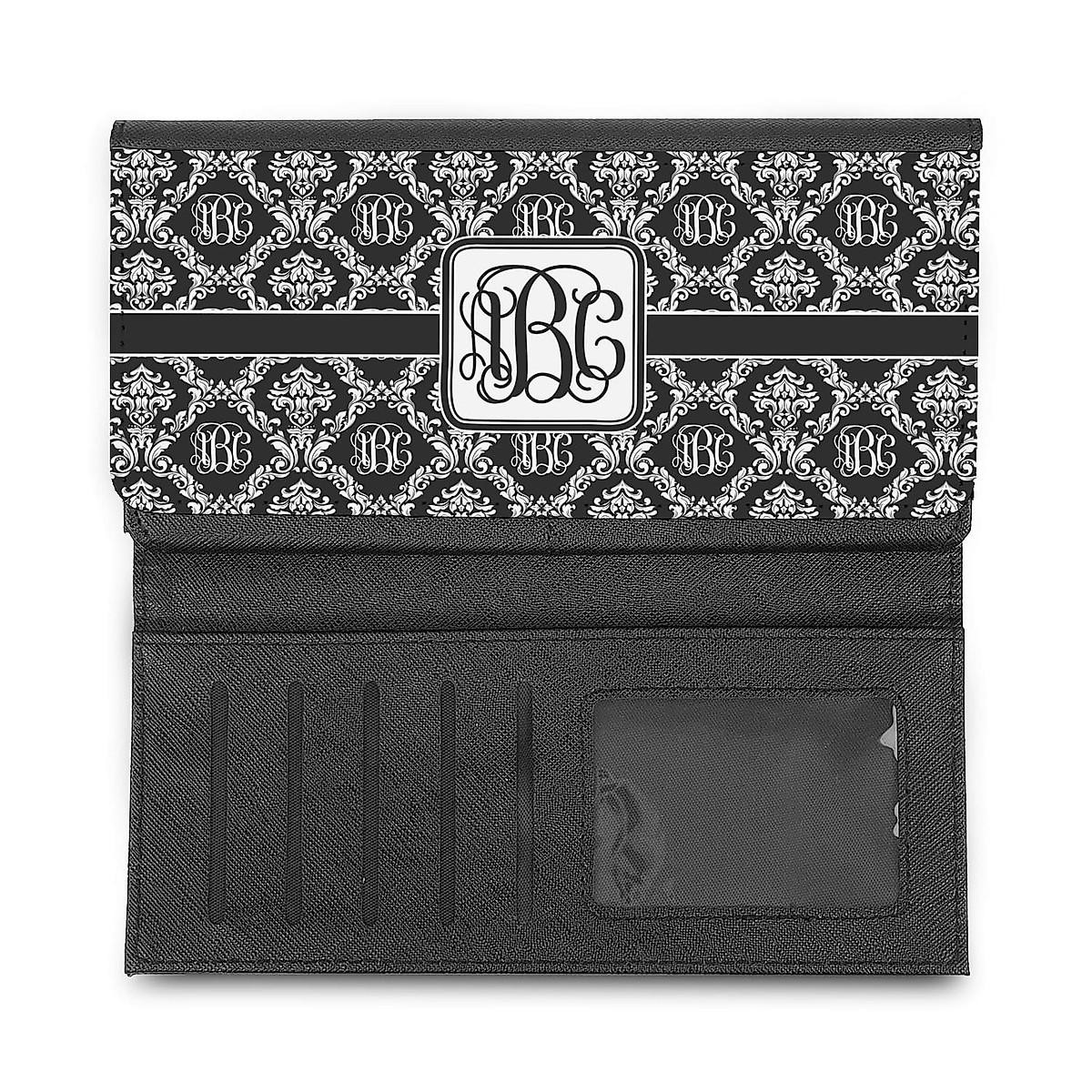 RNK Shops Personalized Monogrammed Damask Leatherette Ladies Wallet