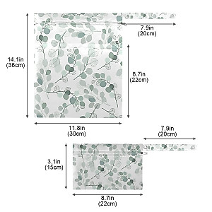 OTVEE Chic Eucalyptus Leaves Branch Wet Dry Bag, 2 Pcs Waterproof Reusable Wet Bag for Cloth Diaper Swimsuit