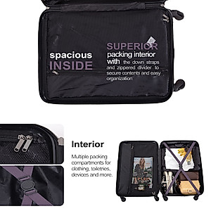 Tripcomp Luggage Sets 3piece Set Hardshell Luggage with Spinner Wheels, TSA Lock, Travel Suitcase Sets, 20 Inch Carry On, 24 Inch Mid-size, 28 Inch Large siutcase (Blue)