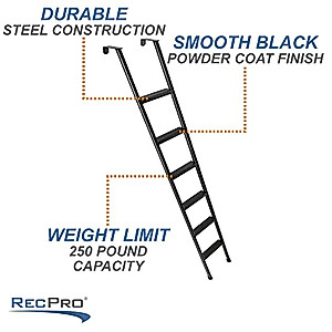 RecPro RV Bunk Ladder 85" | Black | Mounting Brackets Included | Aluminum | Made in USA