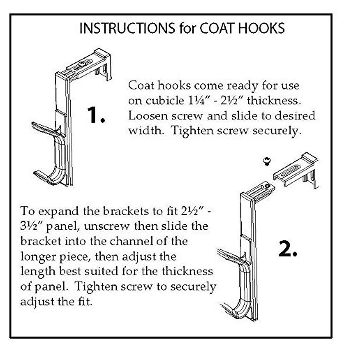 Officemate Double Coat Hooks for Cubicle Panels, Adjustable, Comes in 2 Pack (22009)