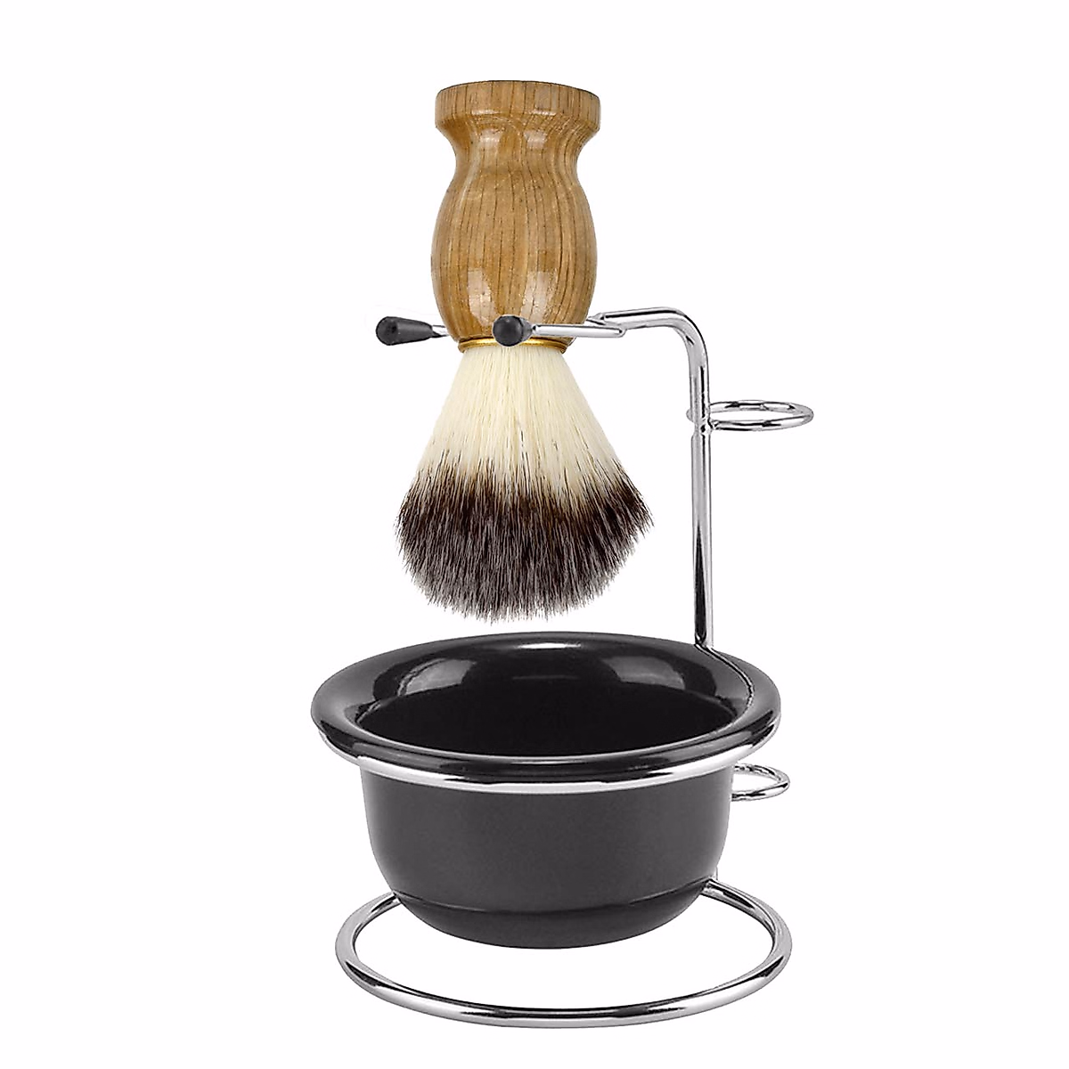 Wismee Shaving Kit 3 In 1 Shaving Brush Set Shaving Soap Bowl, Shaving Brush Stand Holder, Badger Hair Shaving Brush Kit Shaving Cleaning Tool Christmas Thanksgiving Present for Men Teen Boys