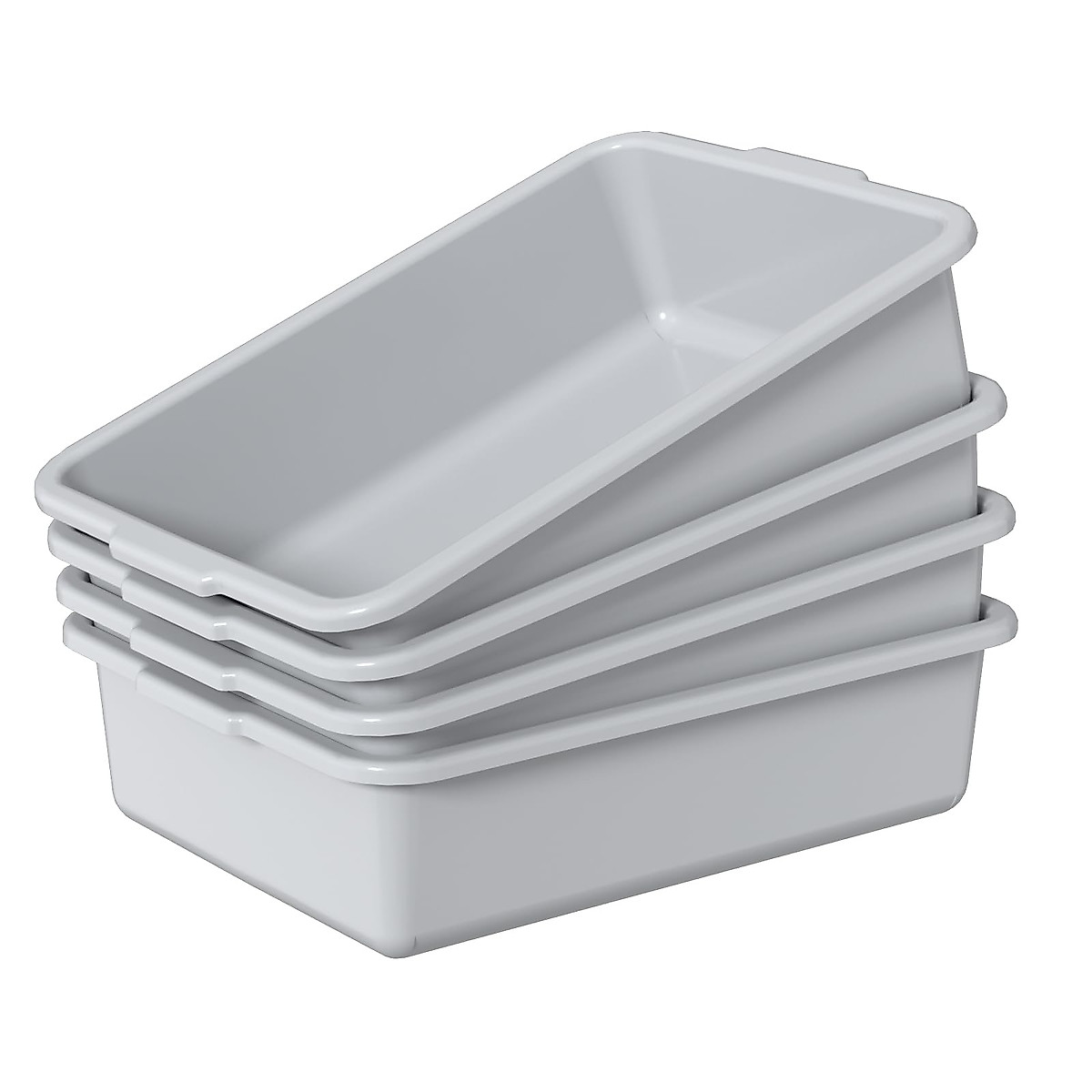 Sosody 13 L Commercial Plastic Bus Box, Plastic Utility Bus Tub, Gray, 4 Packs
