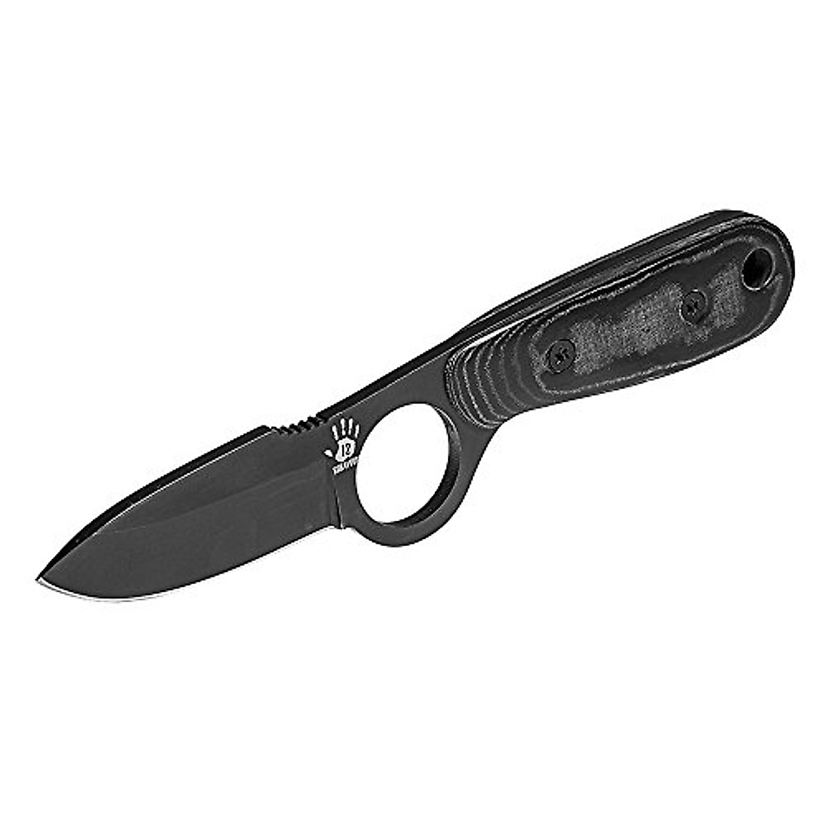 12 Survivors BKE Fixed Blade Knife with Sheath, Blackened Finish