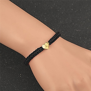 kelistom 14K White Gold Plated Initial Heart String Bracelets for Women Men Handmade Rope Braided Bracelet Minimalist Jewelry Matching Couple Bracelets