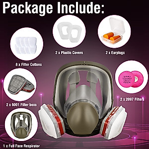 Full Face Respirator Mask - Organic Vapor Gas Mask for Painting, Sanding, Welding, Polishing, Perfect for Cutting, Paint Work