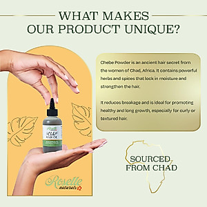 Roselle Naturals Chebe Oil for Hair Growth Made in USA 4 Fl Oz - Chebe Hair Growth Oil, Chebe Hair Grease for Stronger, Longer, Thicker Hair