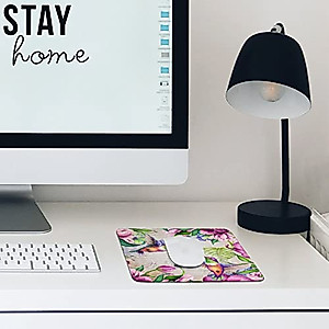 Vintage Bird Floral Anti Slip Rubber Mouse Pad Watercolor Garden Decor Tropical Plant Calla Lily Hummingbird for Wireless Mouse, Computers, Laptop, Office 9.4L x 7.9W Inch