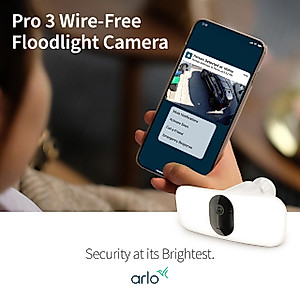 Arlo Pro 3 Floodlight Camera - Wireless Security, 2K Video & HDR, Color Night Vision, 2 Way Audio, Wire-Free, Direct to WiFi No Hub Needed, 160° View, Works with Alexa, White - FB1001