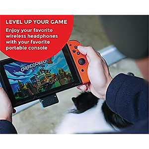 GENKI Audio Bluetooth 5.0 Adapter for Nintendo Switch/Switch Lite/PS4/PS5/PSVR2 - Compatible with All BT Headphones & Airpods, Low Latency with aptX Technology (Neon)