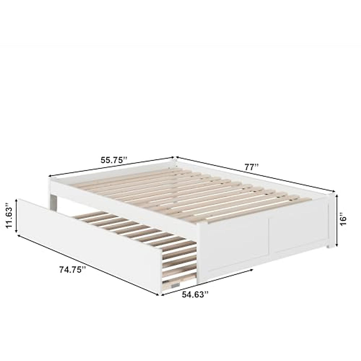 AFI Concord Queen Size Platform Bed with Footboard & Twin XL Trundle in White