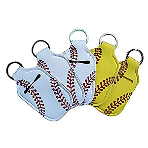 Daisy Lane Hand Sanitizer Holder for Backpack Kids Travel Size Baseball Softball Keychain (Softball, Pack of 6)