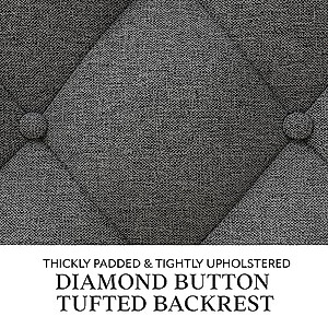 DG Casa SUVA Traditional Upholstered Daybed with Trundle Platform Bed Frame with Diamond Button Tufting Nailhead Trim and Full Wooden Slats, Box Spring not Required - Twin Size Day Bed in Gray Fabric