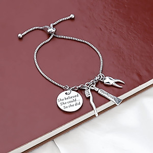 PLITI Dentist Bracelet Dental Hygienist DA DH Graduation Gift She Believed She Could So She Did Bangle for Dental Assistant (she believed tooth bg)