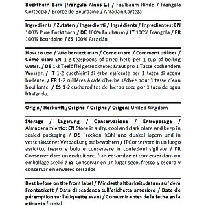 Herba Organica Buckthorn Bark - Frangula Alnus L - Herbal Tea (50g)