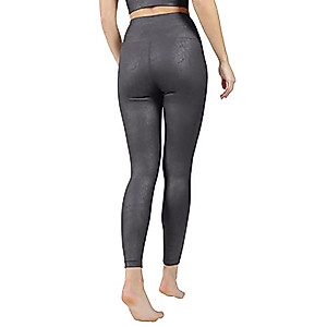 90 Degree By Reflex Womens High Waist High Shine Faux Leather Disco Ankle Leggings - Cracked Pavement - Small