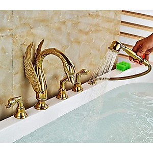 Swan Shape Bathtub Faucet Widespread Bathroom Tub Sink Mixer Tap Handles Bathroom Faucet Artistic Mixer Faucet,Kitchen faucets
