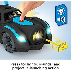Fisher-Price Imaginext DC Super Friends Batman Toy, Lights & Sounds Batmobile with Batman Figure for Preschool Kids Ages 3+ Years