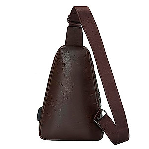 Leathario Leather Sling Bag Small For Men Women Crossbody Shoulder Chest Backpack Daypack for Work Casual Travel