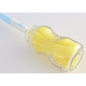 MoomooBaby Triple Baby Bottle Cleaner Brush Set - Includes Baby Bottle Brush Cleaner, Nipple Brush & Straw Cleaning Brush - Eco-Conscious Plastic Handle with Non-Slip Grip, Replaceable Sponges - Blue