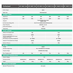 ixaer Wave Power Inverter Growatt 48V 6kW 120/240V Split Phase Solar Inverter Built-in 80A MPPT Solar Charge Controller