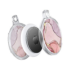 Impressed Protective Full Cover AirTag Case - Lightweight Set [2 Pack] - Anti Scratch Silicon Skin Accessories with Keychain - Compatible with Apple AirTag (Pink & Blue Marble)