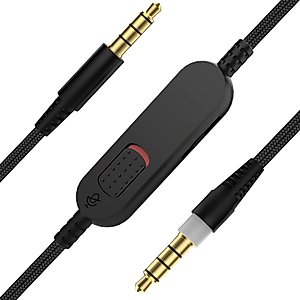 Cloud Alpha Cable with Mute & Volume Controls Compatible with HyperX Cloud Alpha, Cloud Mix, Cloud Flight, for Logitech G633 G635 G933 G935 Gaming Headset (No Mic, 6.5ft)