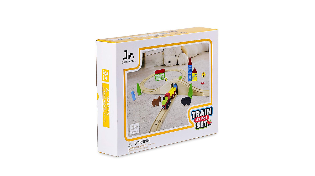 SainSmart Jr. Wooden Train Set for Toddler Fun