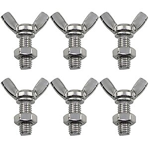 MEETOOT 6pcs M8 1.25x20mm Stainless Steel Butterfly Screws with 6pcs Nuts Hand Tighten Toolless Adjust Bolt Butterfly Wing Head Thumb Screws