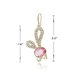 JA.S.JR Designed Rabbit Rhinestone Earrings Gold Dangle Earrings for Women