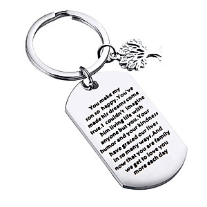 BEKECH Daughter-in-law Gift Daughter in Law Keychain Welcome to our Family Dog Tag Key Chain Wedding Gift Jewelry from Mother-in Law/Father-In-Law (silver)