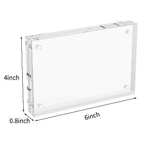 AITEE 4x6 Acrylic Picture Frames 3 Pack, 20% Thicker Block, Clear Picture Frames Freestanding Double Sided Magnetic Acrylic Lucite Frameless Transparent Square Frame Gift for Desktop Display