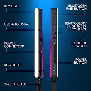 Logitech G Litra Beam LX Premium Dual-Sided RGB LED Streaming Key Light With TrueSoft, for Streaming, Broadcasting, LIGHTSYNC, Bluetooth, USB, PC/Mac – Graphite
