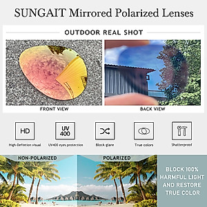 SUNGAIT Women’s Lightweight Oversized Aviator Sunglasses - Mirrored Polarized Lens (2022 Light-Gold Frame/Pink Mirrored Lens, 60) 1603JKF