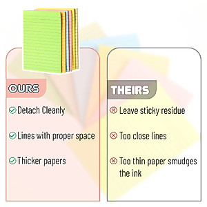 Mr. Pen- Lined Sticky Notes 4x6, 6 Pads, 45 Sheets/Pad, Pastel Color, Sticky Notes with Lines, Sticky Pads, Sticky Note Pads, Colorful Sticky Notes, Stickies Notes, Ruled Post Stickies