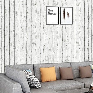 Arthome 17''x120'' White Wood Contact Paper,Peel and Stick Vinyl Wallpaper, Wood Self-Adhesive and Removable Decorative White Wood Contact Paper for Cabinets Easy to Clean Stick on Wallcovering
