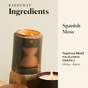 Paddywax Scented Candles Form Collection Artisan Candle in Textured Ceramic Vessel, 12-Ounces, Spanish Moss