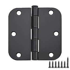 Ravinte 18 Pack Matte Black Door Hinges 3.5"x 3.5" Door Hardware Controls Rounded 5/8" Radius Corners Interior Door Hinges, Steel Bifold Residential Standard Black Hinges 3.5" for Interior Doors