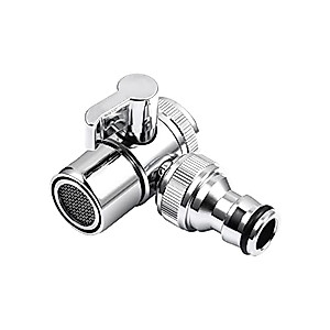 DOITOOL 2PCS Sink Faucet Diverter Valve With Aerator and Male Threaded Adapter,Faucet Adapter for Washing Machine Hose Attachment, Faucet Connector for Water Diversion