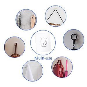 Gjinxi 30PCs Clear Adhesive Wall Hooks for Hanging, Transparent Sticky Hooks for Wall No Damage, Acrylic Self Adhesive Utility Hooks Siding Heavy Duty Hook for Kitchen Bathroom Shower Bedroom Office