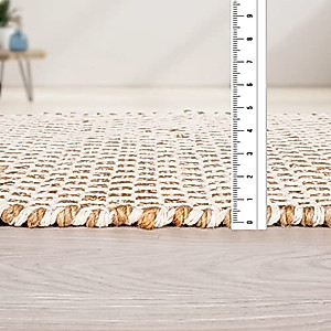 Jute Cotton Rug 2x3 Feet (24x36 inches) Hand Woven by Skilled Artisans, Farmhouse Style, for Any Room of Your Home décor – Honeycomb Weave Construction - Natural Jute Cotton Rug