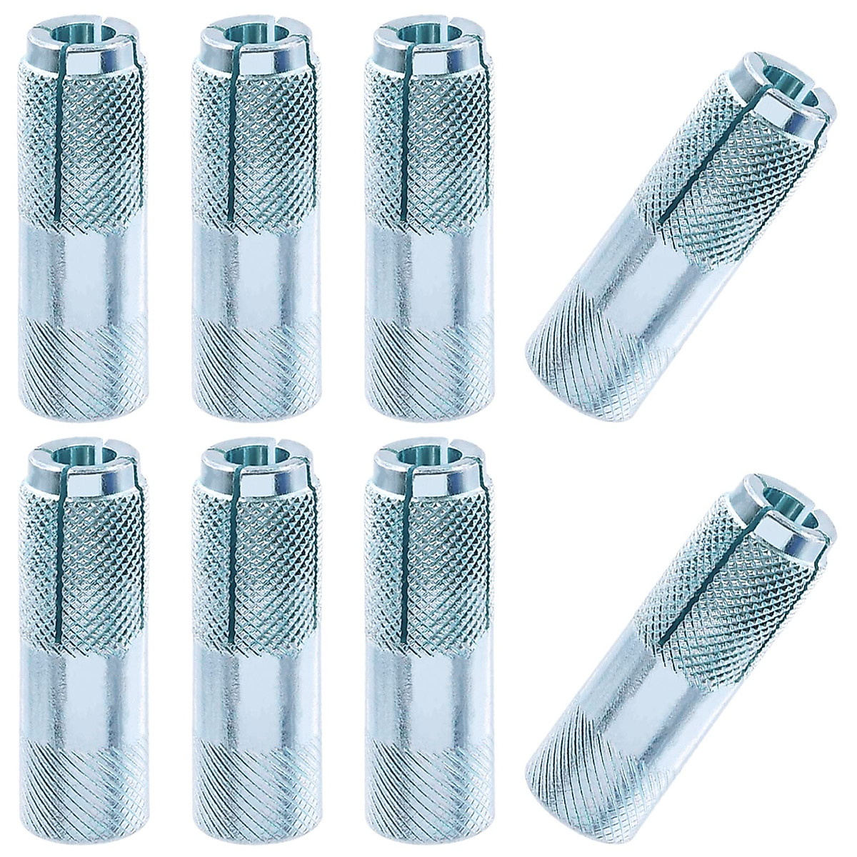 Swpeet 8Pcs 1/2 Inch Premium Zinc Plated Carbon Steel Concrete Knurled Drop in Anchors Assortment Kit, Expansion Screws Internal Forced Expansion Bolts for Solid Concrete