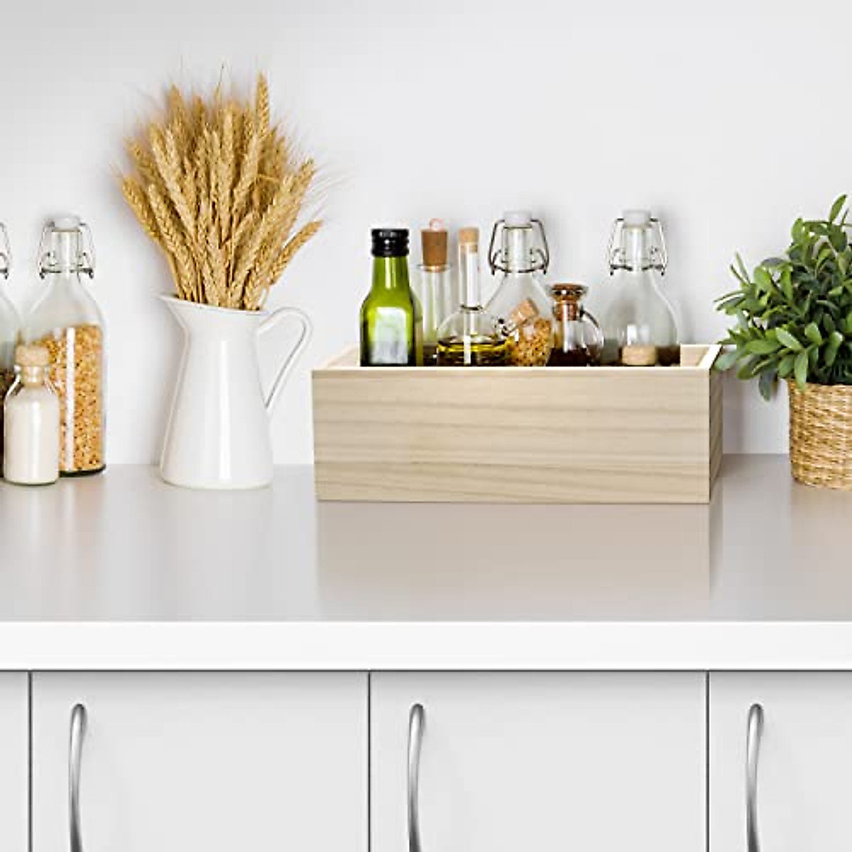 Sorbus Unfinished Wood Crates - Organizer Bins, Wooden Box for Pantry Organizer Storage, Closet, Arts & Crafts, Cabinet Organizers, Containers for Organizing (4 Pack)