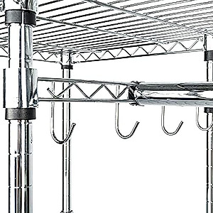 Custom Closet Organizer Shelves System Kit Expandable Clothes Storage Metal Rack,Classics Closet Garment Organizer with Metal Hanging Rod Wardrobe Storage System w/Steel Shelves