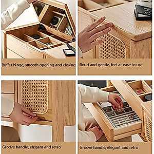 LINKIO Chests of Drawers Vanity Desk Flip Dressing Table with 2 Drawers and Mirror Bedroom Closet Supplement Furniture