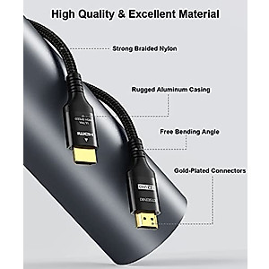 Etseinri 10K 8K 4K HDMI Cable 6.6ft, Certified 48Gbps Ultra High Speed HDMI® Cable 4K@120Hz 8K@60Hz eARC HDCP 2.2&2.3 Dynamic HDR D.olby Atmos Compatible with PS5 X-Box HDTV Monitor