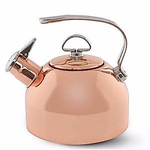 Chantal Classic Teakettle, 1.8 QT, Food Grade Pure Copper, 2-Tone Harmonica Whistle, Rapid Boil and Even Heating (Copper)