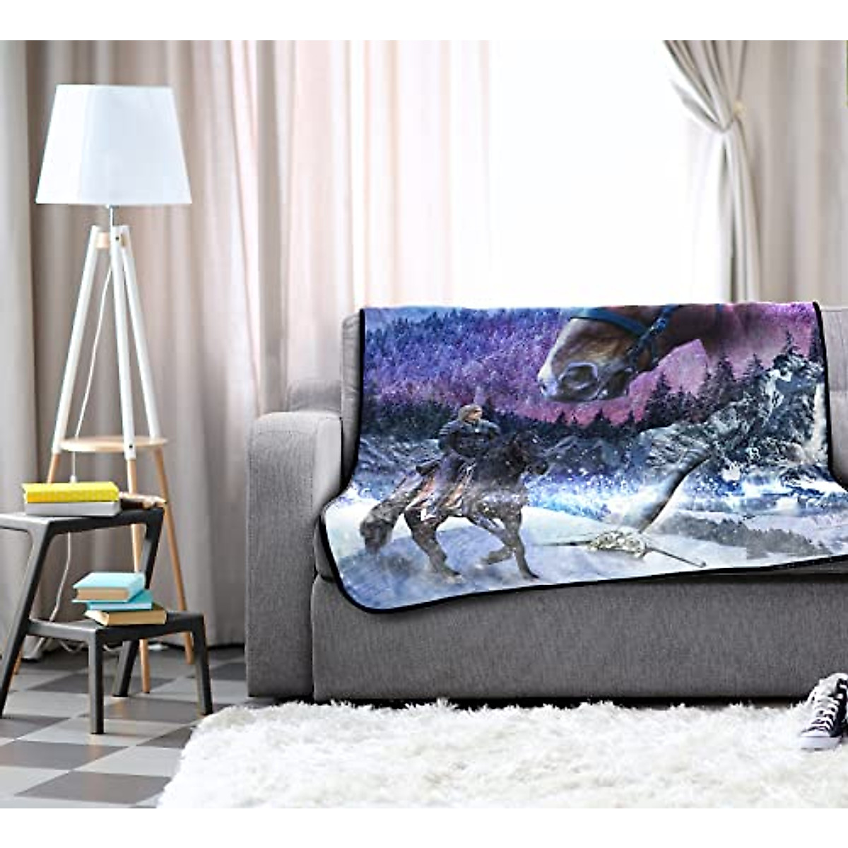 Jay Franco The Witcher Geralt On Horse Throw Blanket - Measures 46 x 60 inches - Fade Resistant Bedding Super Soft Fleece Bedding
