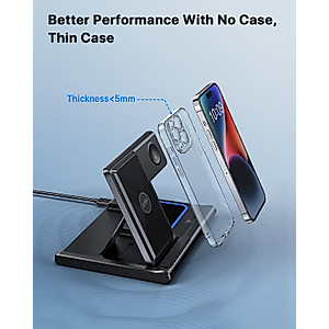 Wireless Charger, 3 in 1 Wireless Charging Station for Multiple Devices,Wireless Charging Stand for iPhone15 14 13 12 11 Series, AirPods Pro 3 2 & Apple Watch [UL-Listed] (Black)